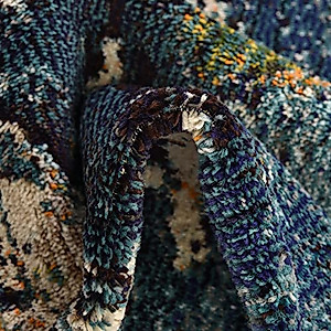 Unique Loom Estrella Collection Distressed, Landscape, Abstract, Modern, Earth Tones Area Rug (3' 3 x 5' 3 Rectangular, Navy Blue/Green)