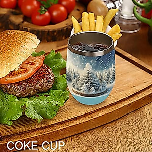 WYUSPGK 304 Stainless Steel Insulated Cup, Snow Wonderland Pine Tree Christmas Print Smooth Rim, Durable & Reusable - Perfect for Office, Home, And Travel