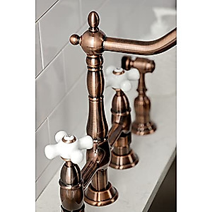 Kingston Brass KS127PXBSAC Heritage Bridge Kitchen Faucet, Antique Copper