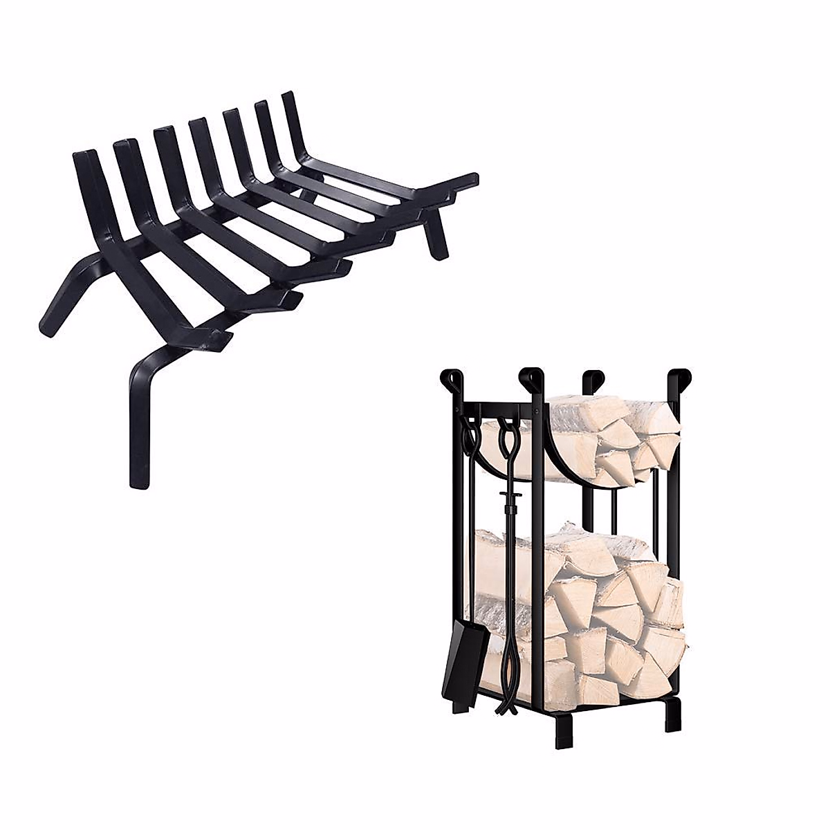 Amagabeli Fireplace Log Grate 24 inch Wide Bundle 30.7in Tall Fireplace Log Rack