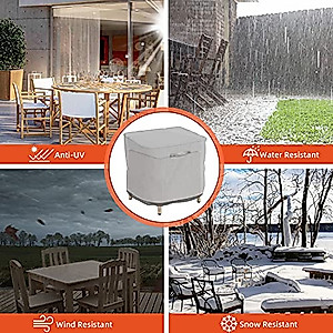 NARELECT Patio Ottoman Cover, 34" x24" x17" Waterproof Heavy Duty Durable Patio Furniture Covers, Outdoor Ottoman Cover Square Table Cover, Gray