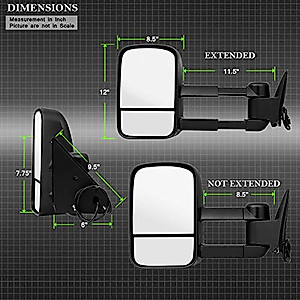 Acanii - Telescope Dual Arm Mount Towing Power Non Heat Side Mirrors Driver+Passenger For 88-98 Chevy/GMC C/K 1500 2500