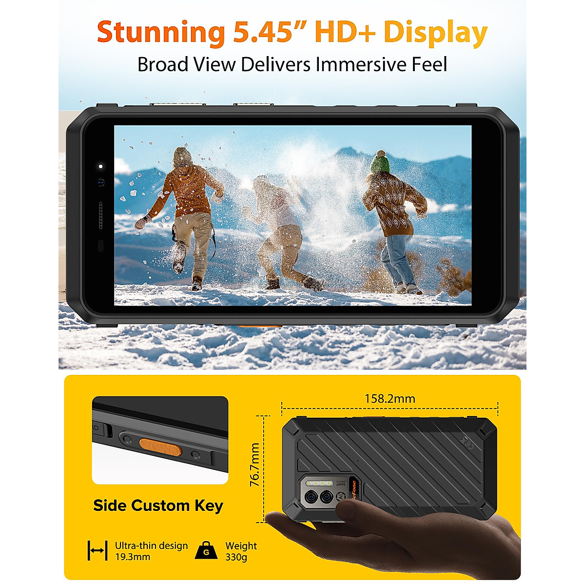 Ulefone Power Armor X11 Rugged Phones Unlocked, IP68/IP69K Waterproof Smartphone, Android 13, 8150mAh Battery, 8GB+32GB, 16MP AI Camera, 5.45'' HD+, 3 Card Slot, Dual 4G, Face Unlock, GPS, NFC