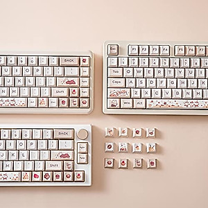YUNZII Boba Dye Sub PBT Keycaps,154 Full Keys Dye Sublimation PBT Custom Keycaps with Key Puller for Cherry Gateron MX Switches Mechanical Gaming Keyboard (Cherry Profile, Boba)