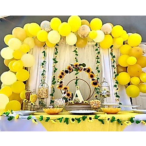 Artificial Sunflower Garlands Hanging Sunflower Vine 5pcs 7.8FT Silk Sunflowers with Green Leaves for Wedding Party Garden Home Decor