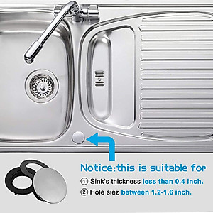Kitchen Faucet Hole Cover Stainless Steel, Premium Sink Tap Hole Cover, Brushed Stainless Steel (1.2 to 1.6 inch in Diameter)