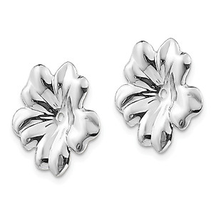 Solid 14k White Gold Floral Flower Earring Jackets (11mm x 11mm)