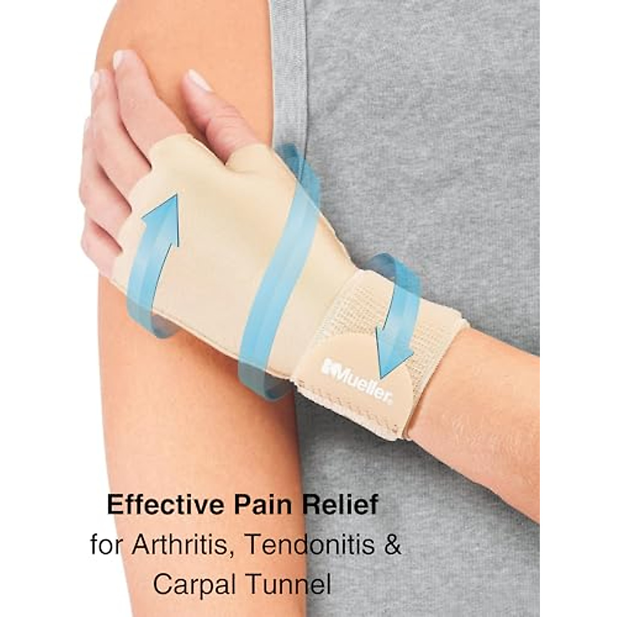 MUELLER Sports Medicine Arthritis Compression Glove, Hand and Wrist Support, Fits Right or Left Hand, For Men and Women, Beige, Small/Medium