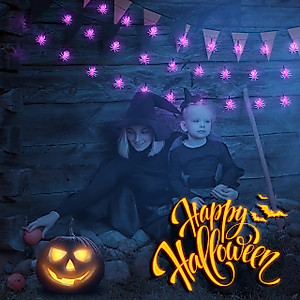 Oopswow Halloween Decor Spider String Lights, Solar String Light,2PACK 20ft 30 LED Outdoor Decorative Lights for Patio, Garden, Gate, Yard, Halloween Christmas Decoration (2Pack,Spider)