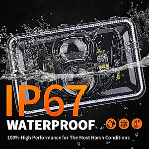 Z-OFFROAD 4pcs 60W 4x6 Inch LED Headlights DOT Approved Rectangular H4651 H4652 H4656 H4666 H6545 Headlight Replacement Compatible with Kenworth Freightliner Peterbilt Oldsmobile Cutlass – Black
