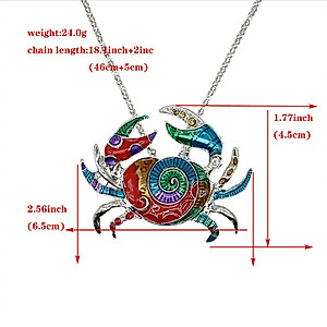HSQYJ Charm Colorful Enamel Sea Animal Necklace Silver Tone Cute Enamel Choker Sea Crab Fashionable Necklaces for Women Unique Jewelry Gift and Souvenir