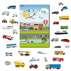 Magnetic Portable Playboard Cars Planes Boats Airport Country Farm Vehicles (39 Pcs)