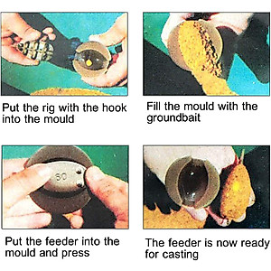 Carp Fishing Method Feeders Set 4 Inline Method Feeders with 1 Quick Release