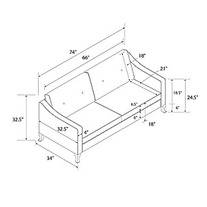 Mr. Kate Tess Sofa with Soft Pocket Coil Cushions, Small Space Living Room Furniture, White Linen