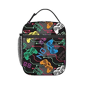 Gbuzozie Joysticks Gamepad Lunch Bag Insulated Portable Reusable Cool Gamer Slogan Game Theme Lunch Box With Zipper For Women Men Picnic Beach