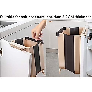 YCOCO 2.4 Gallon Hanging Kitchen Collapsible Waste Bin,10L Plastic Folding Small Garbage Can for Cabinet Car Bedroom Bathroom Kitchen Office,Coffee
