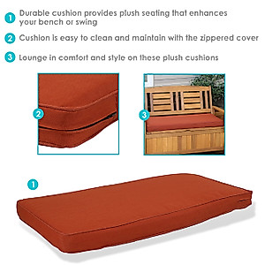 Sunnydaze 41-Inch x 18-Inch Weather-Resistant Indoor/Outdoor Bench Cushion - Rust