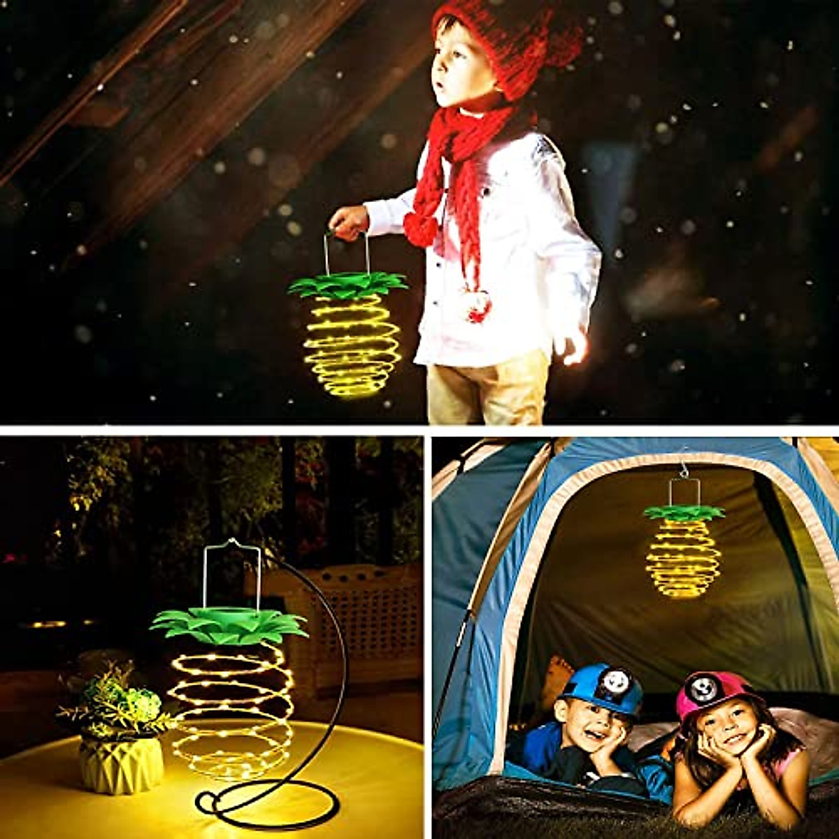 KYAYE Solar Hanging Decorative Light, Waterproof Outdoor Pineapple Light 60 LED for Garden Porch Terrace Balcony Plant Cone Tree Decor (4 Pack)