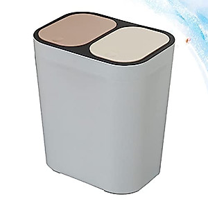Cabilock Dual Compartment Trash Can with Lid Removable Recycle Bin Classified Garbage Container Waste Can Dustbin Rubbish Box for Kitchen Home Office Business Random Color