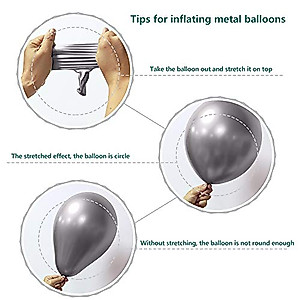 Marble Black and White Silver Party Set, 12 Inches 50 Pcs for Holiday Decoration Birthday Party Wedding Graduation Anniversary Bridal and Baby Latex Balloons