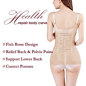 ChongErfei 2 in 1 Postpartum Belly Wrap Waist/Pelvis Belt C-Section Natural Labour Belly Support Recovery Belt (Nude, One Size)