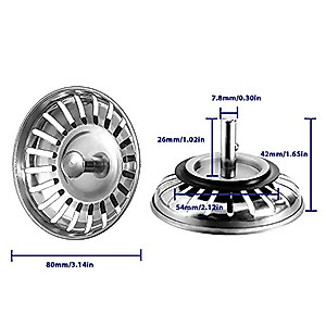 HooySprs Kitchen Strainer Stopper-Stainless Steel Sink Disposal Stopper for Kitchen Sink Drain