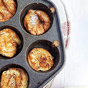 WUWEOT Nonstick Aebleskiver Pan, Cast Iron Takoyaki Griddle Stuffed Pancake Maker for Making Munk, Pancake Balls, Poffertjes, Puffs, Takoyaki, Banh Khot, Thai Kanom Krok (Dark Gray)