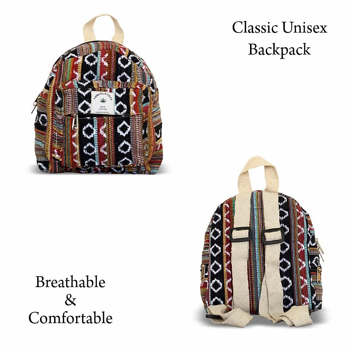 ECOBAWA Hemp Mini Backpack for women Adjustable shoulder strap Mini Bag Washable Lightweight Casual Daypack (Brown)