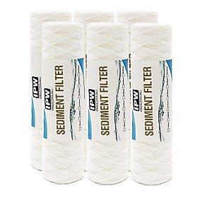 IPW Industries Inc. 30 Micron String Wound Water Filter for Universal Whole House Replacement Cartridge Sediment Filters for Well Water 10" x 2.5" - 6 Pack