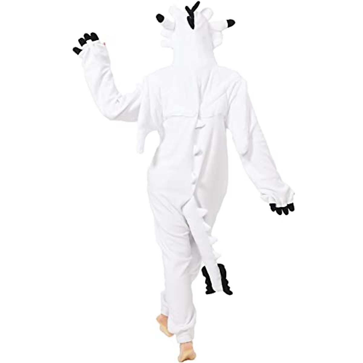 Oiziuzio Animal Unisex Onesie Holloween Cosplay Costume Dragon Pajamas for Adult Women Men White L