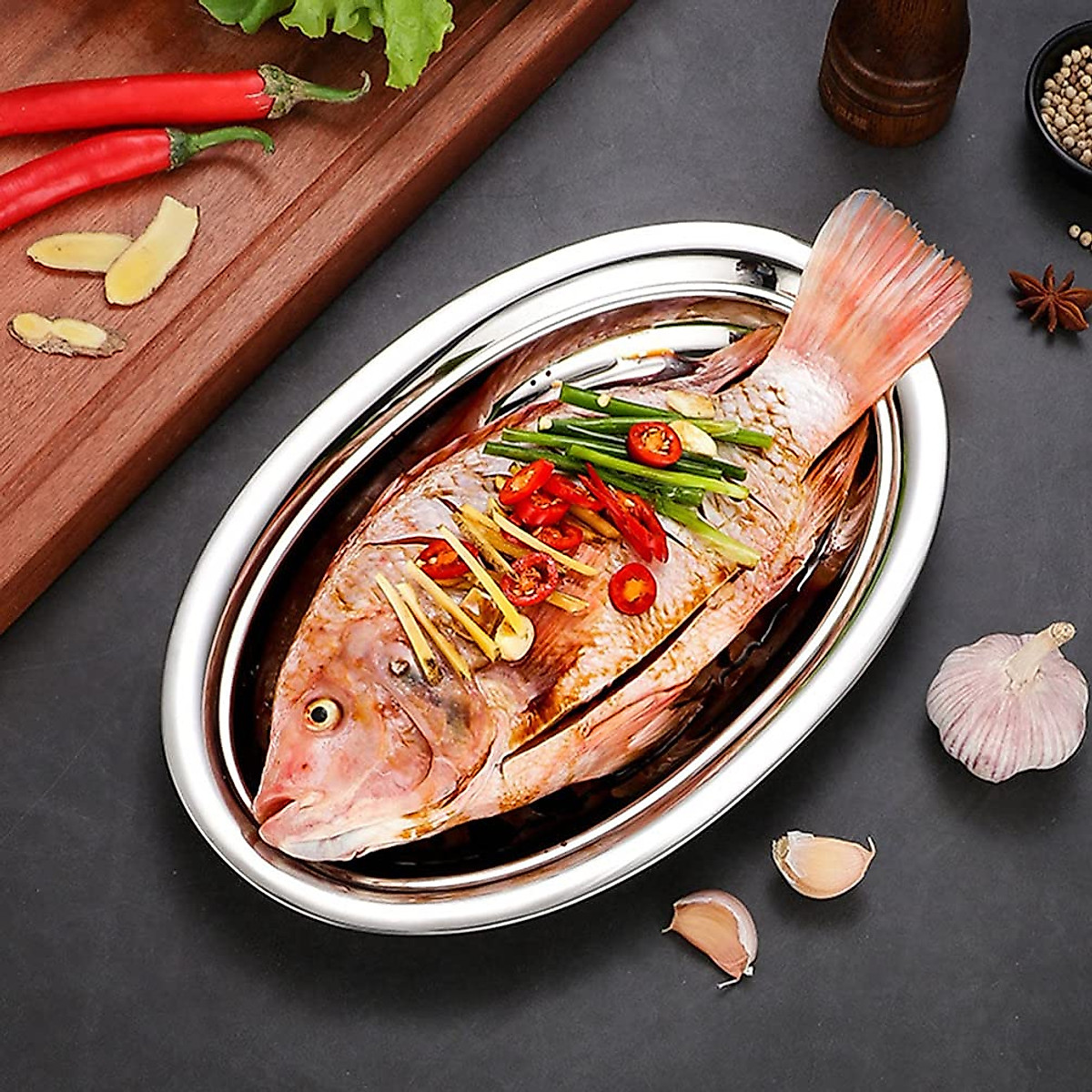 Hemoton 2pcs Dinner Plate Camping Dishes & Utensils Kids Food Tray Sushi Tray Mixing Bowls Sushi Plate Oval Plates Stainless Steel Pastry Serving Tray Home Snack Dish Oval Fries Plate Disc