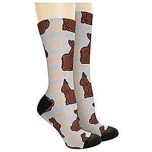 ThisWear Easter Bunny Decor Half Eaten Chocolate Bunnys Easter Basket Stuffers 6-Pairs Novelty Crew Socks