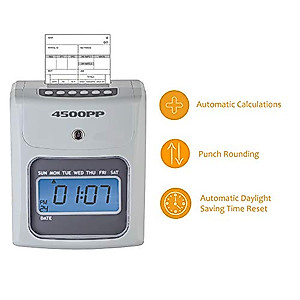 Nile Products 4500PP Calculating Time Clock, Small Business Punch Pak, up to 50 Employees, Includes 25 Time Cards, 1 Ink Ribbon and 2 Security Keys