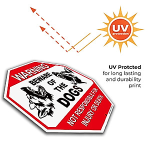 Beware of Dog Sign Reflective Highly Visible 12x12" Dog Warning Signs Beware of The Dogs Aluminum Warning Sign,2 Pack, Not Responsible for Injury Or Death , Business, Driveway Alert