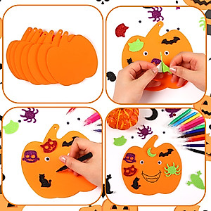 JULBEAR 276 Pcs Halloween Foam Stickers Glitter Crafts Stickers DIY Kits Adhesive Foam Art Stickers for Kids Halloween Decoration Party Supplies