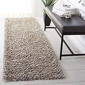 SAFAVIEH Hudson Shag Collection Accent Rug - 3' x 5', Ivory & Grey, Chevron Design, Non-Shedding & Easy Care, 2-inch Thick Ideal for High Traffic Areas in Entryway, Living Room, Bedroom (SGH375A)