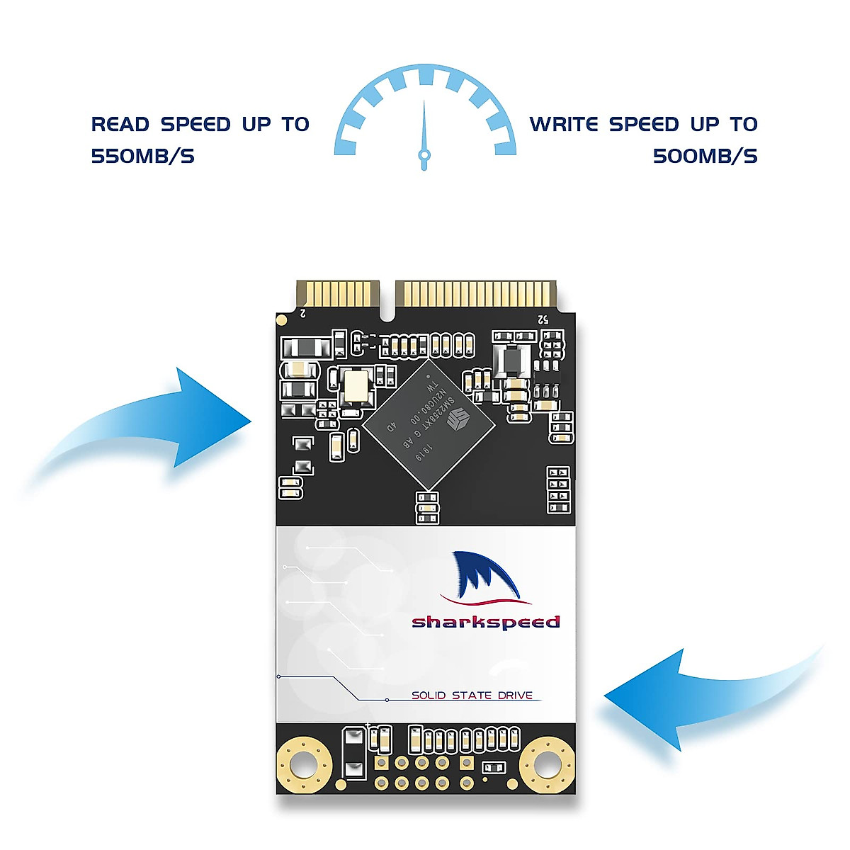 mSATA SSD 256GB SHARKSPEED Plus Internal Mini SATA Drive 3D NAND Solid State for PC Notebooks Tablets PC[mSATA 256GB(2Packs)], 256GB (2 Packs)