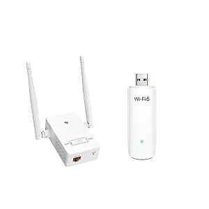 BrosTrend Universal WiFi to Ethernet Adapter, 300Mbps on 2.4GHz, WiFi to Wired Converter Wireless Bridge + BrosTrend WiFi 6 AX1800Mbps USB WiFi Adapter Dual Band WiFi Dongle