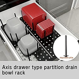 BYBYCD Dish Drying Rack Bowl Pot Storage Holder Drawer Organizer Tray Telescopic Adjustable ABS Kitchen Shelf Organizer for Food Containers Cookware