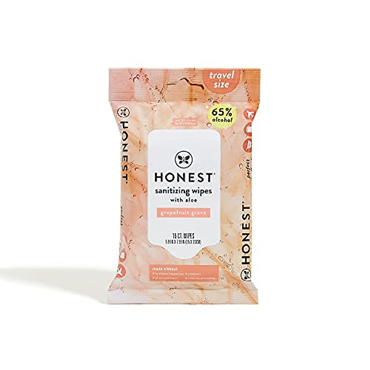 The Honest Company Sanitizing Alcohol Wipes, Grapefruit Grove, 15 Count (Pack of 10)