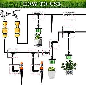 JOYPRO Drip Irrigation Fittings Kit for 1/4" Tubing, 130 Pieces Drip Line Connectors for Drip Systems - 60 Couplings, 40 Tees, 20 Elbows, 10 End Plugs - Drip Irrigation Parts for 1/4 Inch Drip Hose