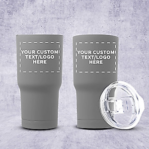 Personalized 17 oz. Rubberized Stainless Steel Travel Mugs - 6 Pack - Custom Text, Logo - Grey