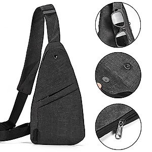 Seoky Rop Slim Sling Bag Small Ultra Thin Water Resistance Crossbody Chest Shoulder Backpack Personal Pocket Bag Dark Grey