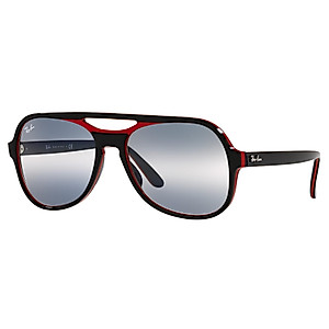 Ray-Ban Rb4357 Powderhorn Aviator Sunglasses, Black Red Blue/Clear Gradient Blue, 58 mm
