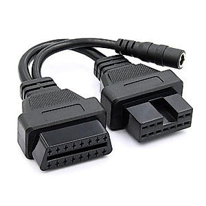 E-Car Connection 12 Pin OBD to 16 Pin OBD2 Diagnostic Adapter Cable for Mitsubishi and Hyundai Cars