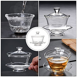 Cabilock Porcelain Tea Cups 1 Set Gaiwan glass coffee mug green tea cups cappuccino cups Tea Cup Glass Chinese Tea Bowl