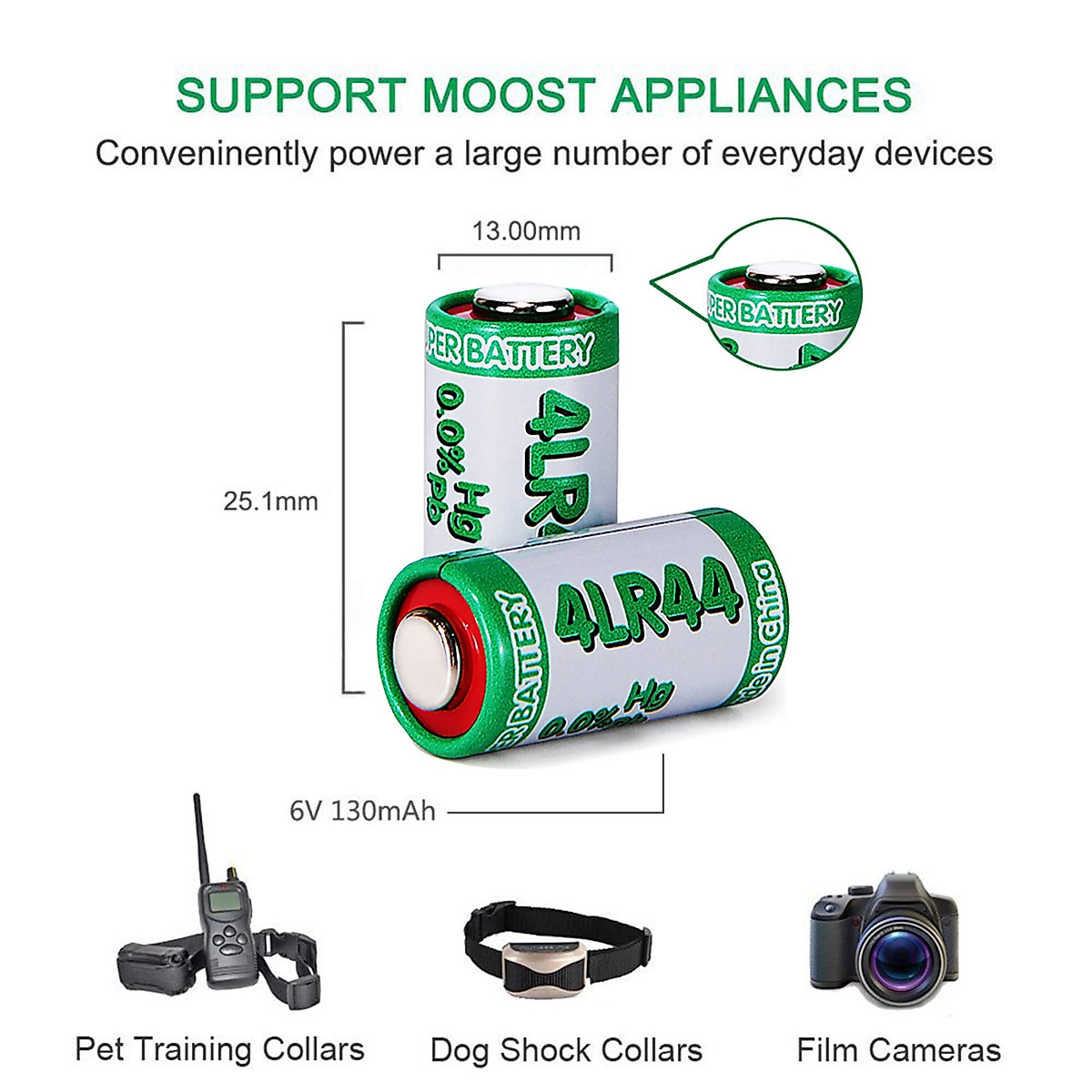 LiCB 10 Pack 4LR44 6V Battery PX28A 476A A544 K28A L1325 Battery 6V Alkaline Batteries for Dog Collars