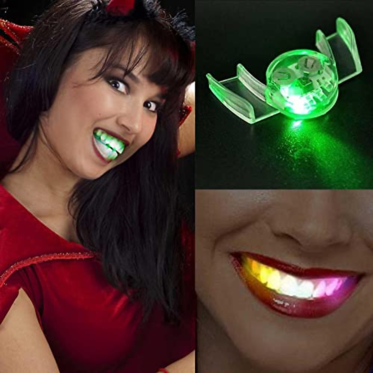 Brush Holder with Travel Halloween Glitter Dentures Glitter Strange Teeth Led Glitter Braces Color Novelty Teeth Veneer Teeth