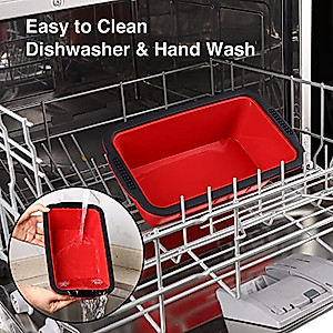 1.5 Pound Non-Stick Silicone Loaf Pan With Reinforced Steel Frame Inside, Meat Loaf Pan Mold For Homemade Baking, Toast, Brownie, Bread, BPA Free, Dishwasher, Microwave, Oven and Freezer Safe (Red)