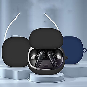 YipuVR Compatible with Anker Soundcore Liberty 4 Case Cover, Soft Silicone Protective Skin Cover for Soundcore by Anker Liberty 4 Noise Cancelling Earbuds with Carabiner (Blue)